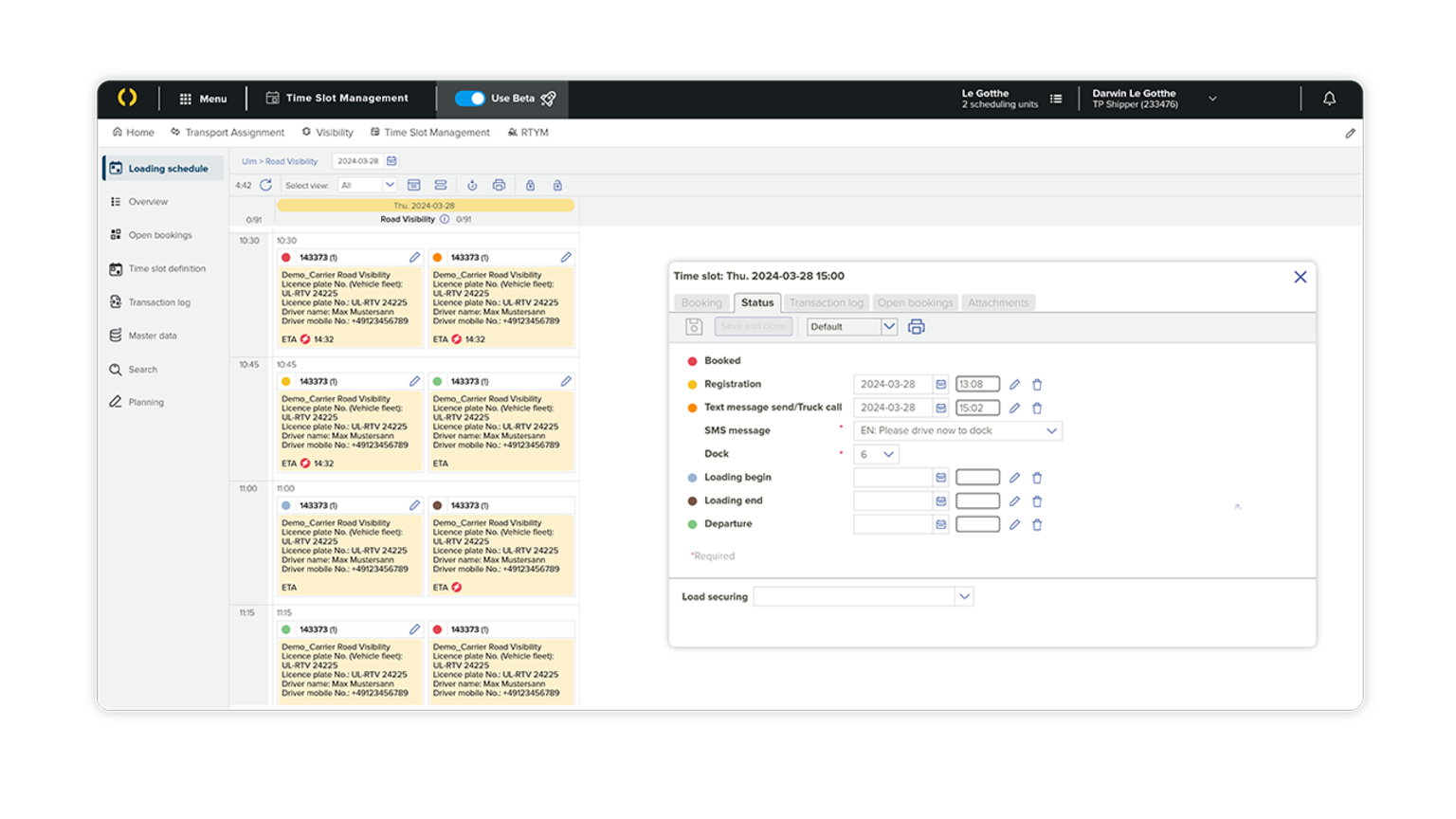 Time Slot Management | Transporeon
